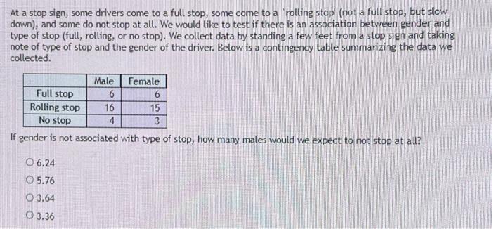 Solved At a stop sign, some drivers come to a full stop, | Chegg.com