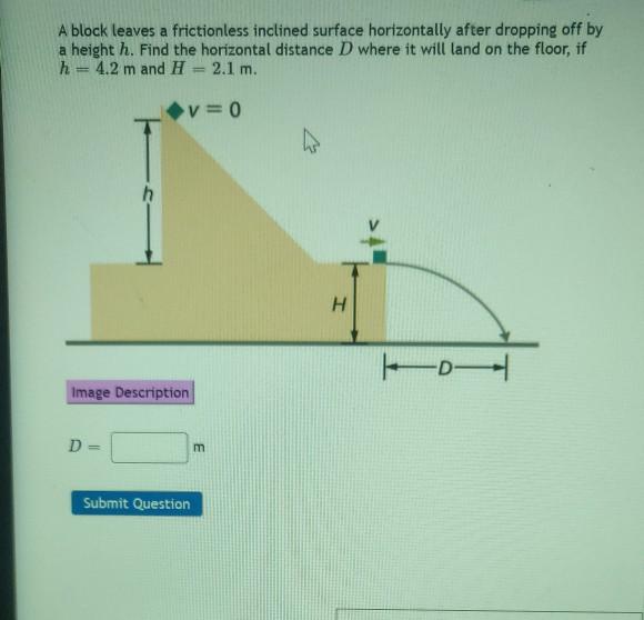 Solved A block leaves a frictionless inclined surface | Chegg.com