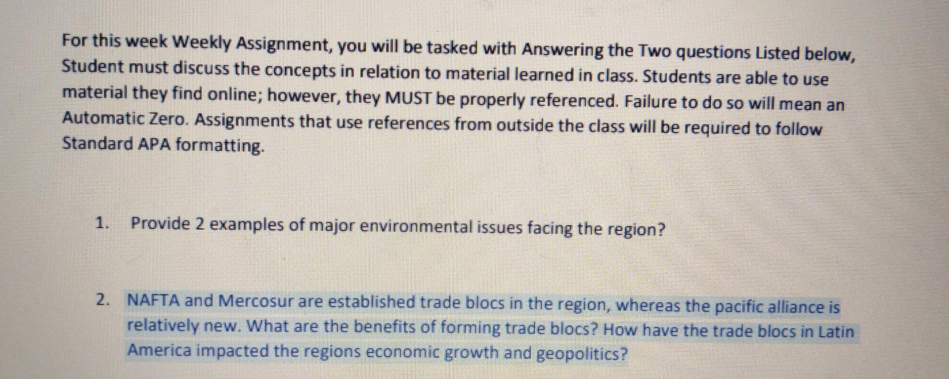 For this week Weekly Assignment, you will be tasked | Chegg.com