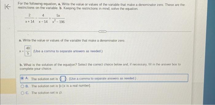 Solved For the following equation, a. Write the value or | Chegg.com