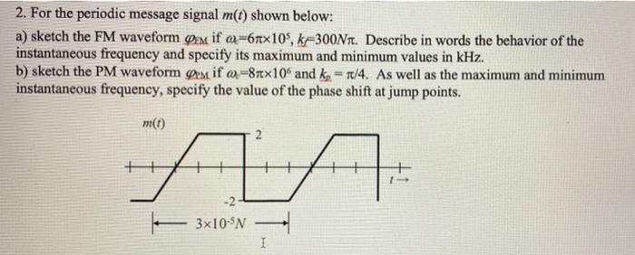 Solved 2. For the periodic message signal m(t) shown below: | Chegg.com