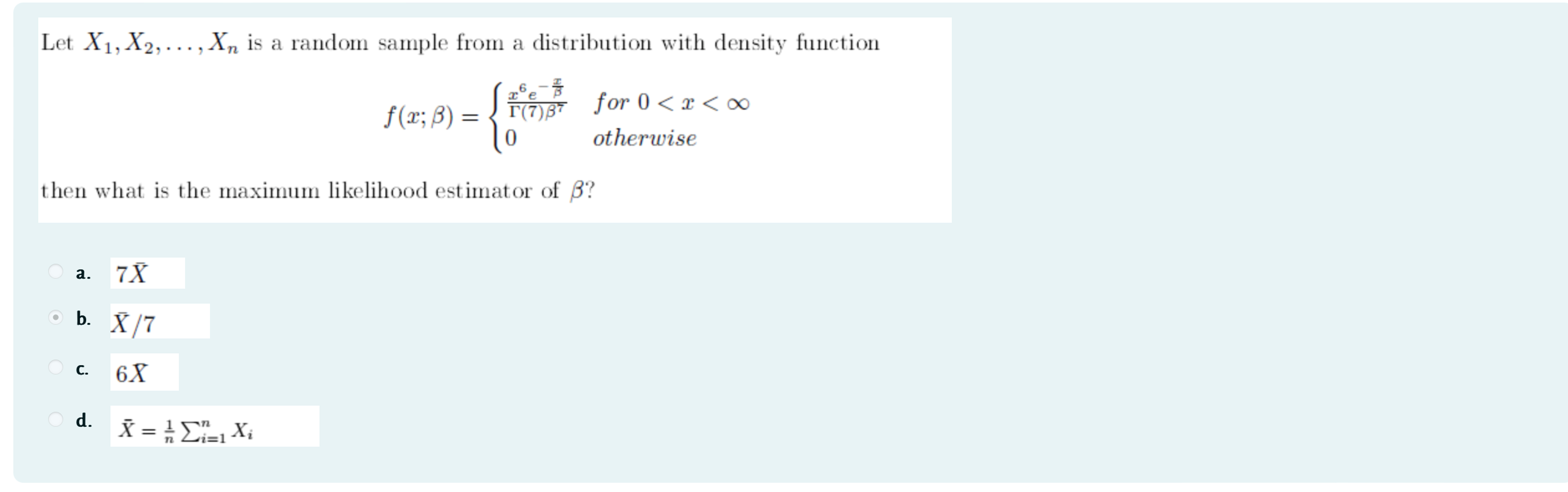 Solved Let X1, ﻿X2, ... ﻿Xn is a random sample from a | Chegg.com