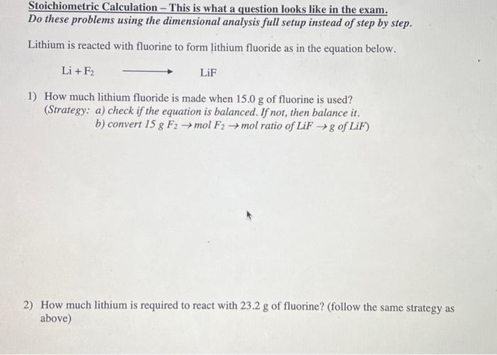 Solved Stoichiometric Calculation - This is what a question | Chegg.com