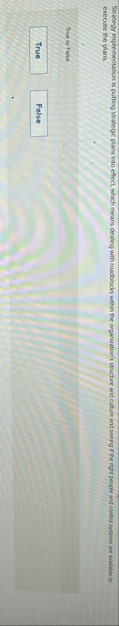 Solved Strategy implementation is putting strategic plans | Chegg.com