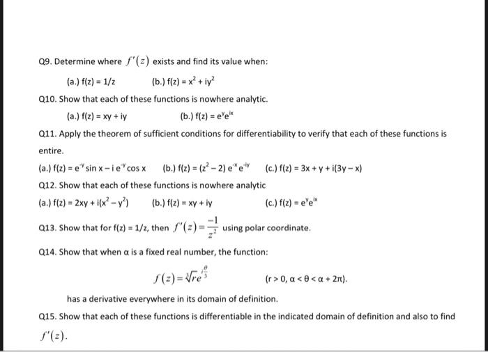 Solved Functions Of A Complex Variable And Cauchy Riemann