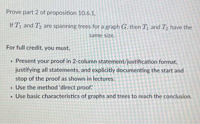 Solved Prove part 2 of proposition 10.6 .1 , If T1 and T2 | Chegg.com