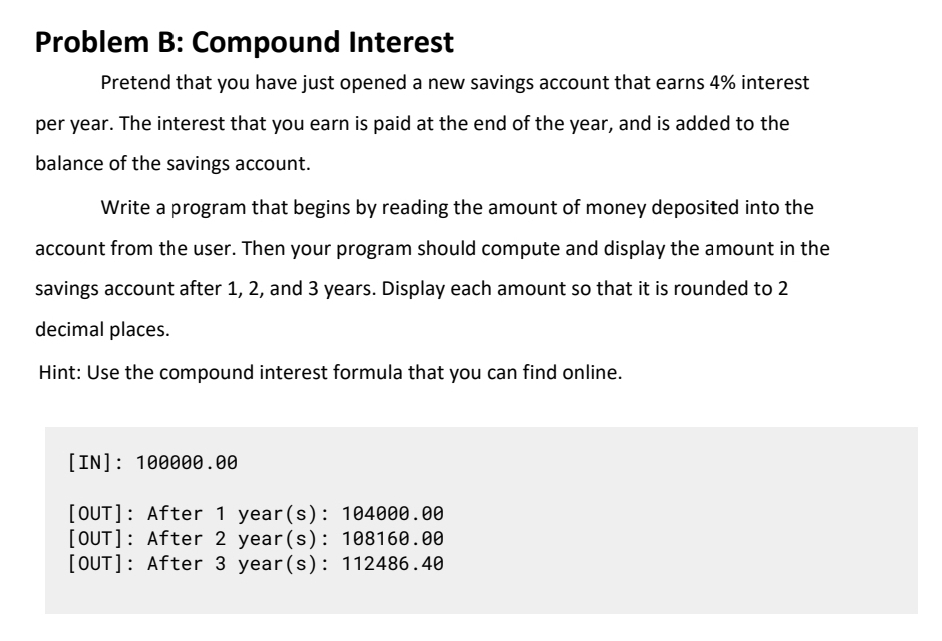 Solved create a python code for the given problem.Problem B: | Chegg.com