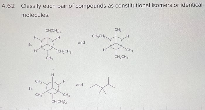 Solved 4.62 Classify each pair of compounds as | Chegg.com