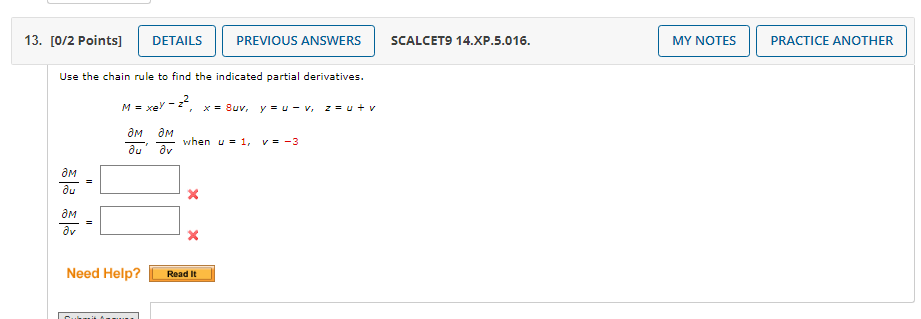 [0/2 ﻿Points]SCALCET9 14.XP.5.016.Use the chain rule | Chegg.com