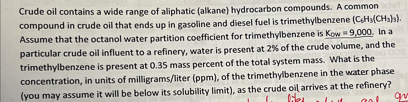 Solved Crude oil contains a wide range of aliphatic (alkane) | Chegg.com