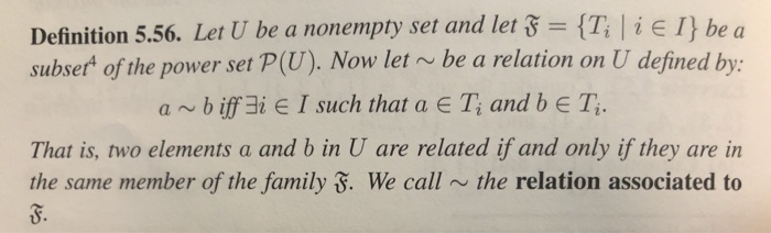 Solved Definition 5.56. Let U be a nonempty set and let F = | Chegg.com
