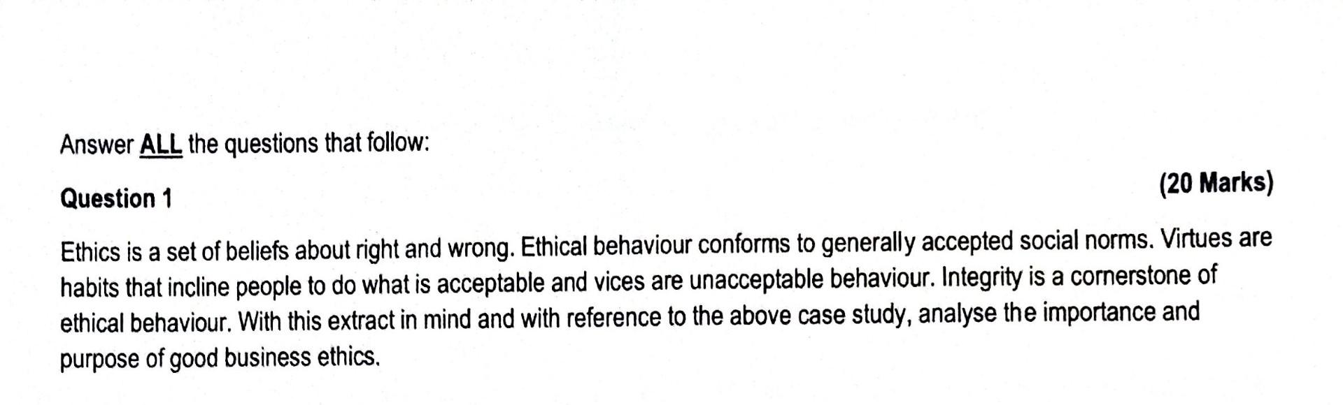 Solved Answer ALL the questions that follow: Question 1 (20 | Chegg.com