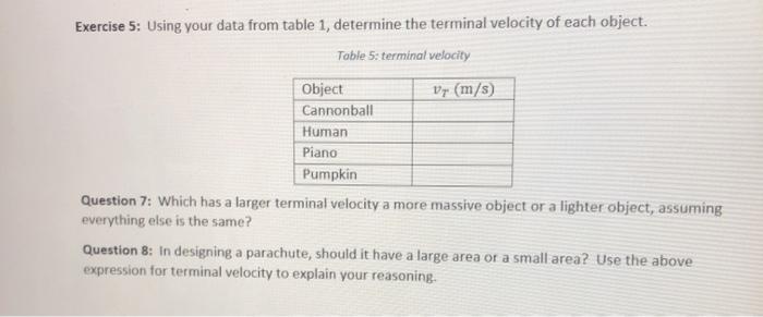 Solved Exercise 1: Compute the values of the drag parameter, | Chegg.com