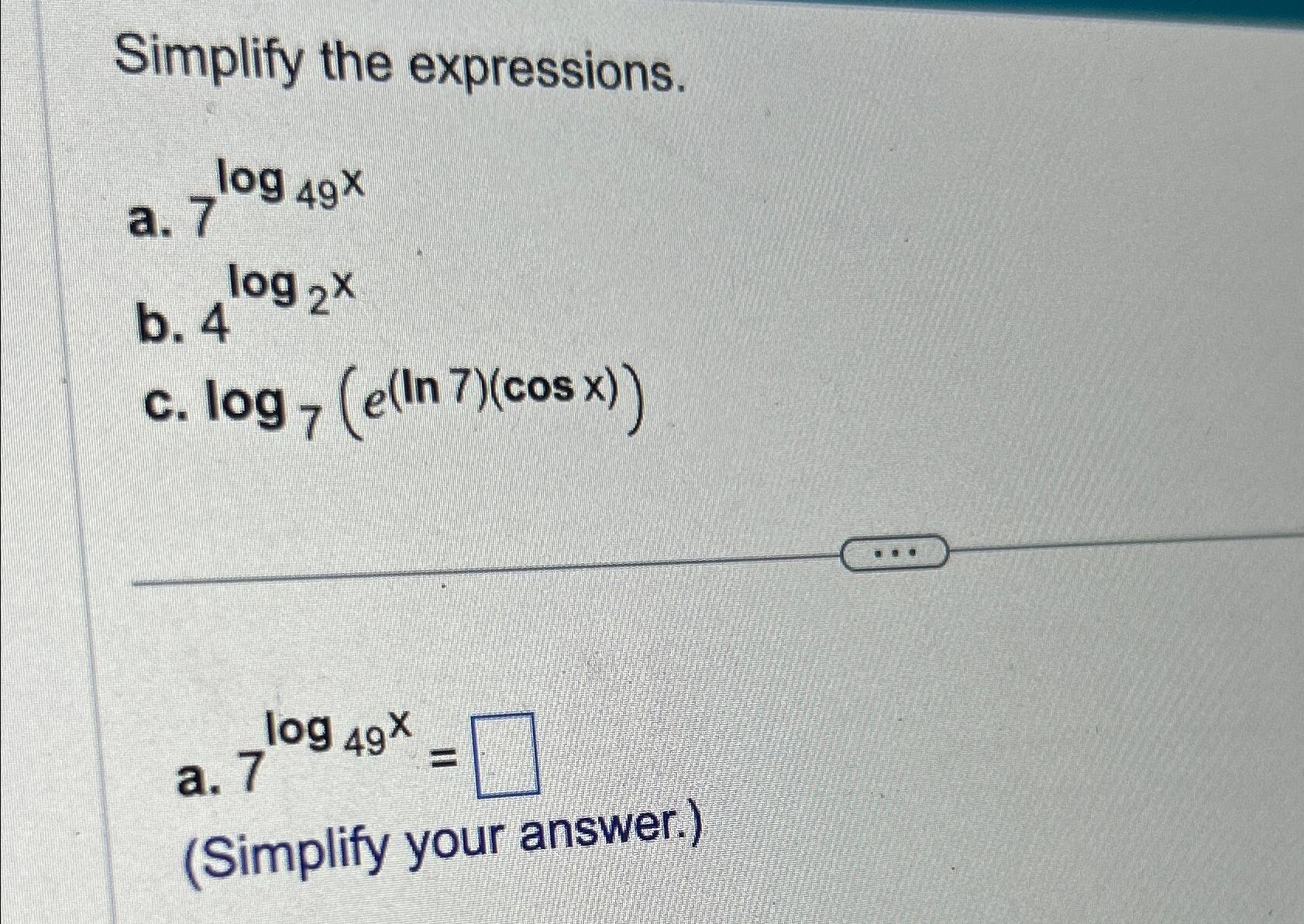 Solved Simplify the expressions.a. | Chegg.com