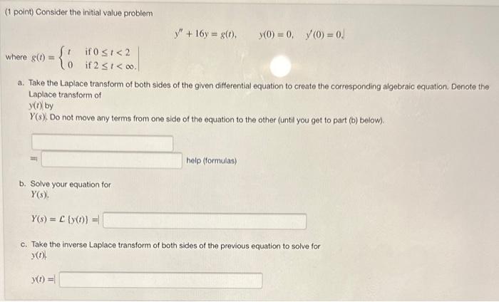 Solved (1 point) Consider the initial value problem | Chegg.com