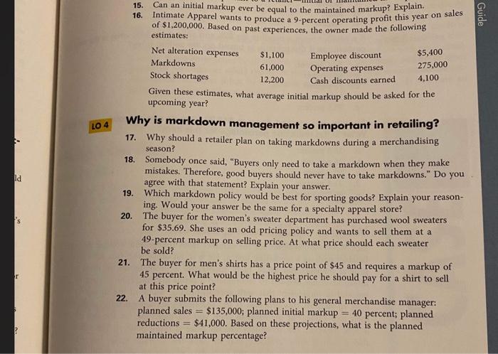Solved 15. Can an initial markup ever be equal to the | Chegg.com