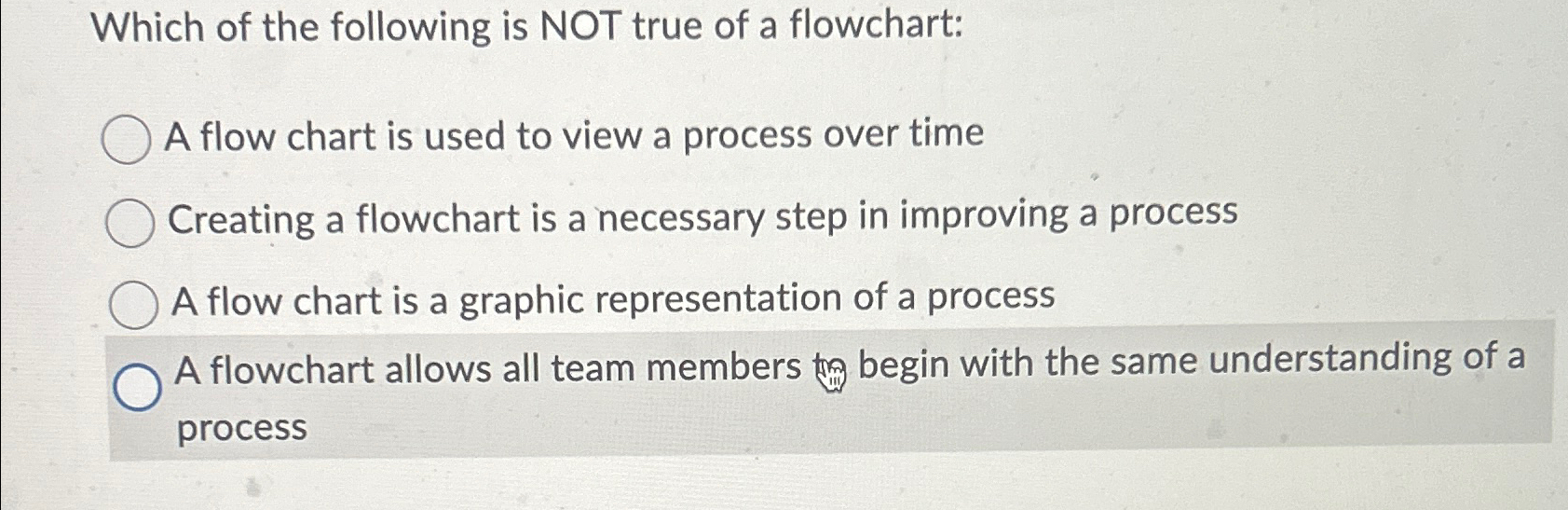 Solved Which of the following is NOT true of a flowchart:A | Chegg.com