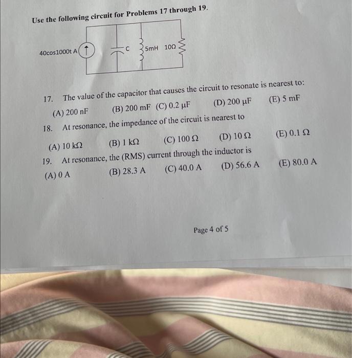 Solved Use the following circuit for Problems 17 through 19. | Chegg.com