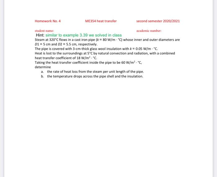 Solved Homework No. 4 ME354 heat transfer second semester | Chegg.com