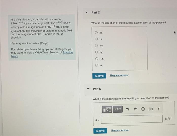 Solved \begin{tabular}{l} At a given instant, a particle | Chegg.com