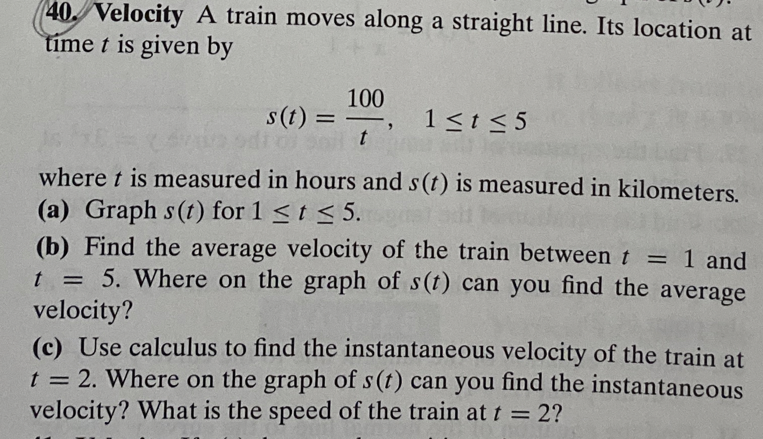 Solved Velocity A train moves along a straight line. Its | Chegg.com