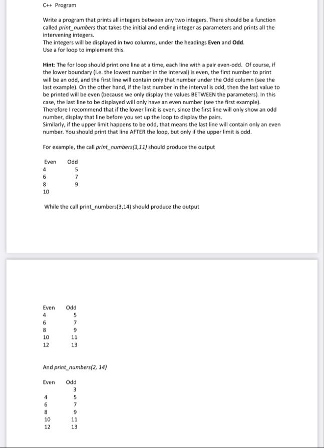 Solved C ProgramWrite a program that prints all integers | Chegg.com