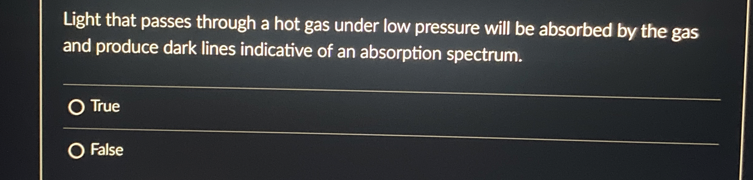 Solved Light that passes through a hot gas under low | Chegg.com