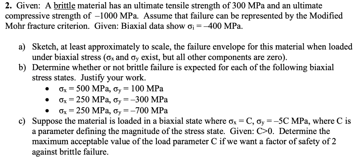 Solved Given: A brittle material has an ultimate tensile | Chegg.com
