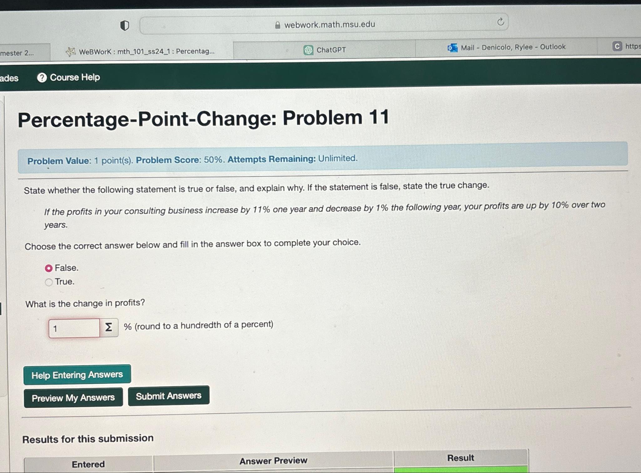 Solved Percentage-Point-Change: Problem 11Problem Value: 1 | Chegg.com