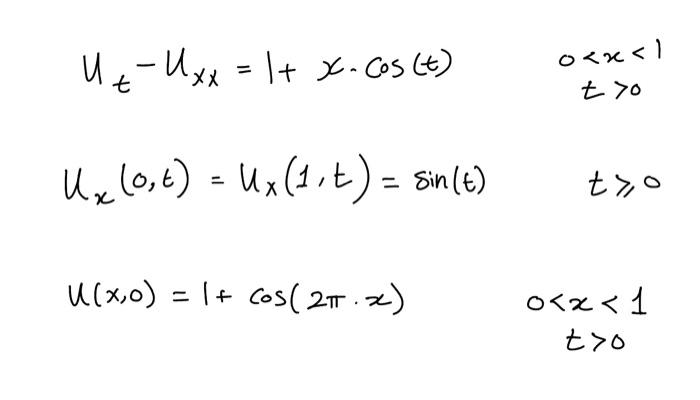 Solved Ut−uxx 1 X⋅cos T 00ux 0 T Ux 1 T Sin T T⩾0u X 0 1