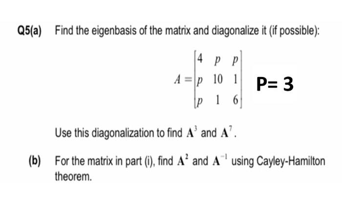 Solved Q5(a) Find the eigenbasis of the matrix and | Chegg.com