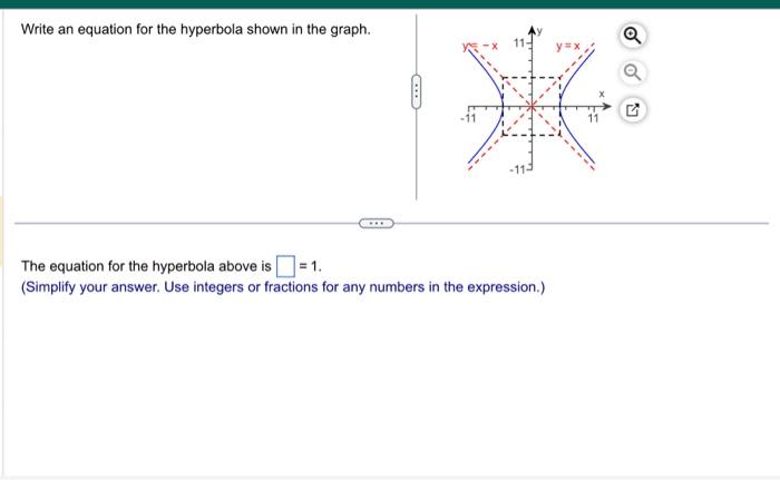 Solved Write An Equation For The Hyperbola Shown In The 2837