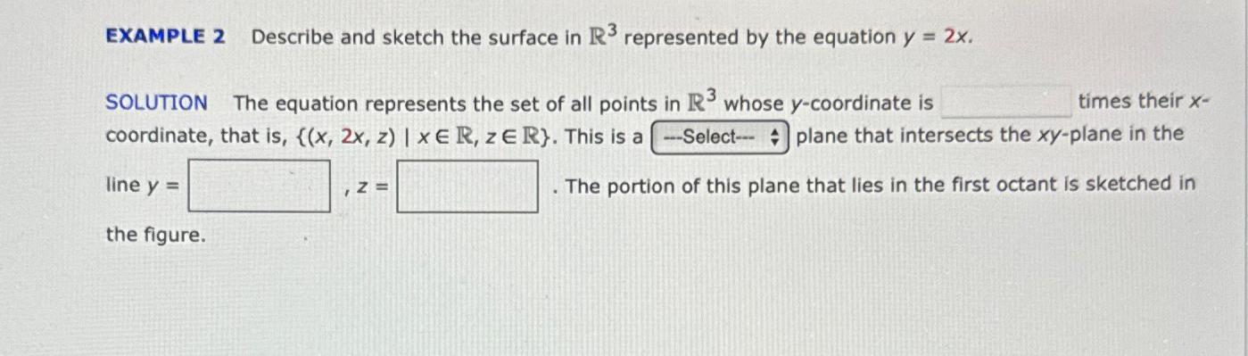 Solved EXAMPLE 2 ﻿Describe and sketch the surface in R3 | Chegg.com