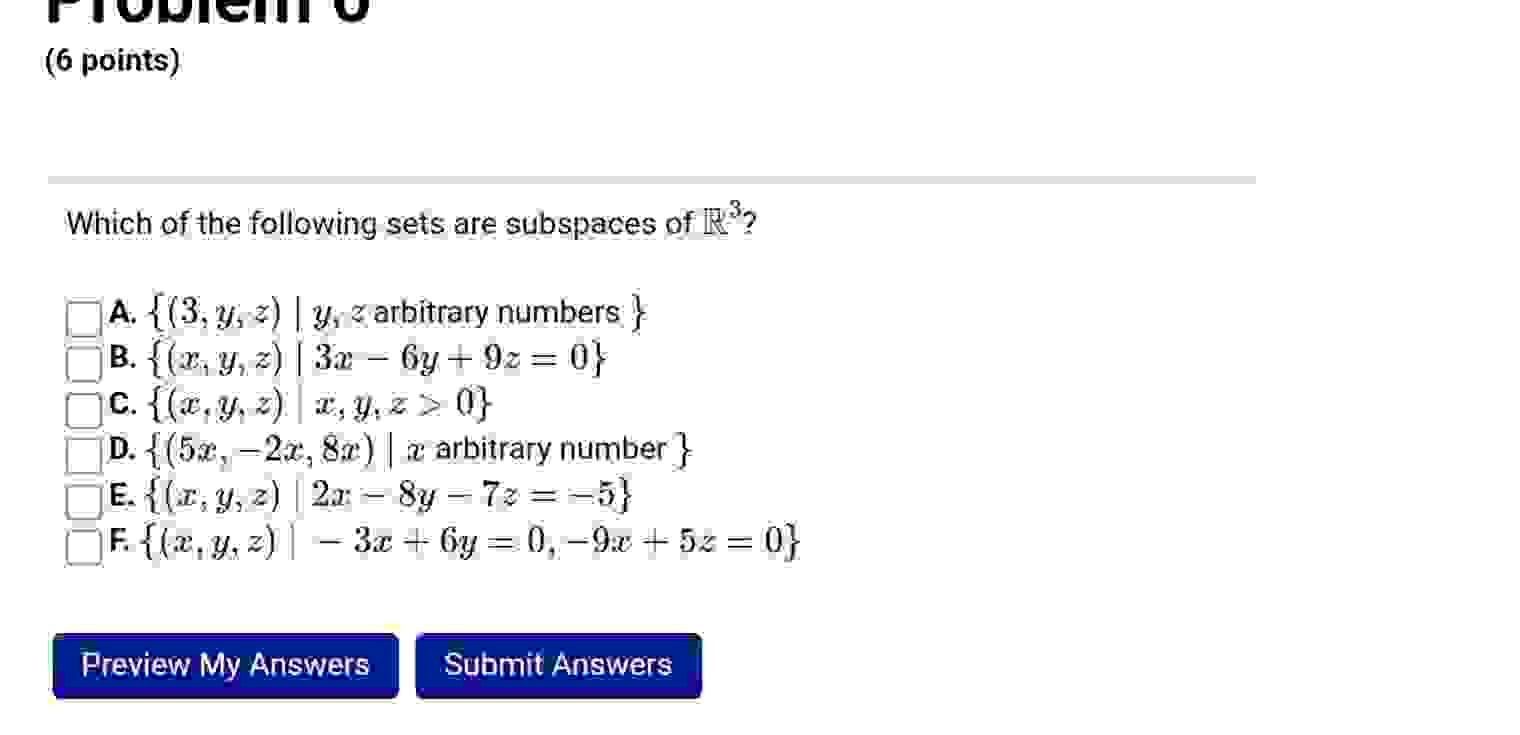 Solved Which Of The Following Sets Are Subspaces Of R3 ﻿a 