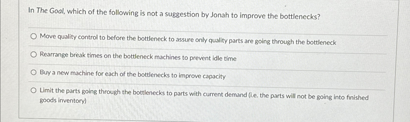 Solved In The Goal, which of the following is not a | Chegg.com