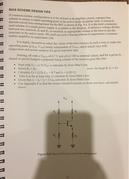 Solved DESIGN ASSIGNMENT Using the bias scheme design tips, | Chegg.com