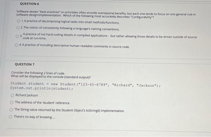 Solved QUESTION 6 Software design "best practices" or | Chegg.com