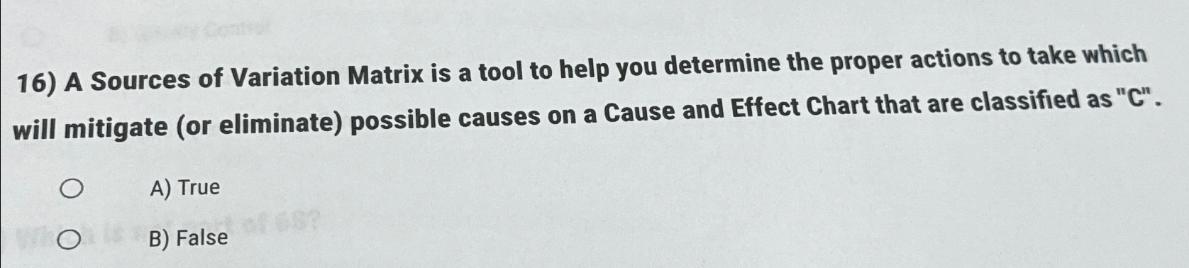 Solved A Sources of Variation Matrix is a tool to help you | Chegg.com