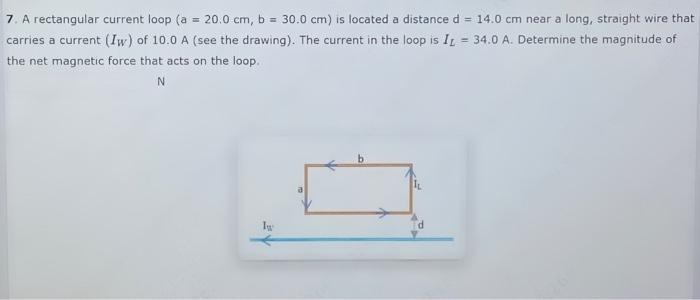 Solved A rectangular current loop (a = 20.0 cm, b = 30.0 cm) | Chegg.com