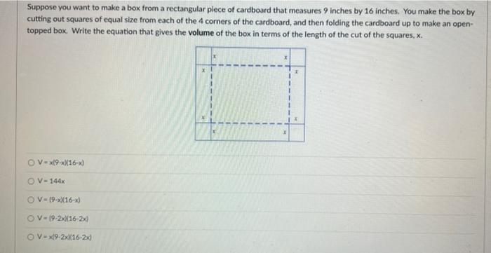 Solved Suppose you want to make a box from a rectangular | Chegg.com