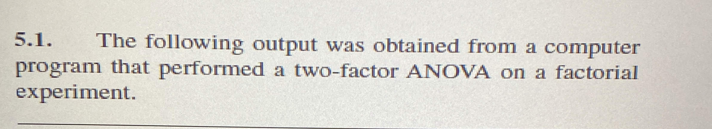 Solved 5.1. ﻿The following output was obtained from a | Chegg.com