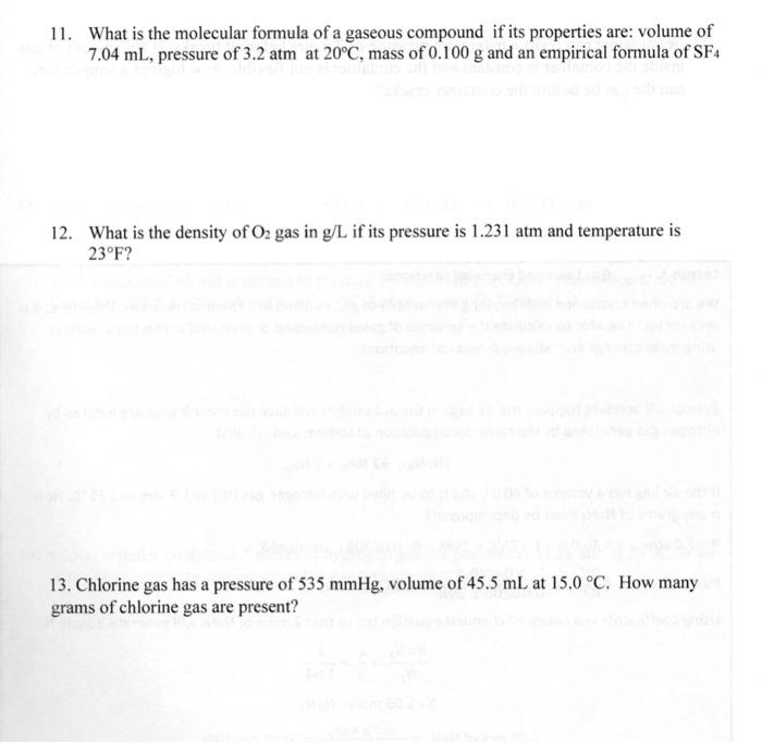 Solved 11. What is the molecular formula of a gaseous | Chegg.com