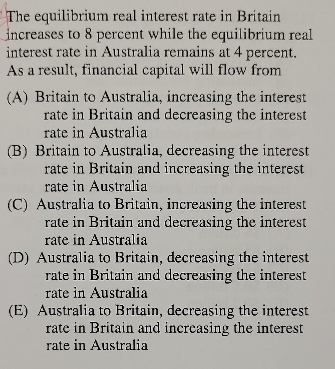 Solved The equilibrium real interest rate in Britain | Chegg.com