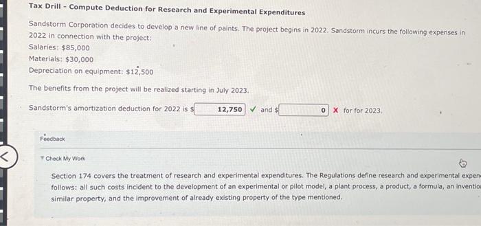 Solved Tax Drill - Compute Deduction for Research and | Chegg.com