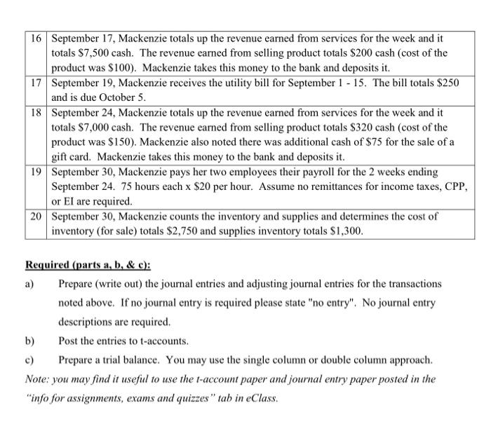Required (parts a, b, \& c): a) Prepare (write out) | Chegg.com