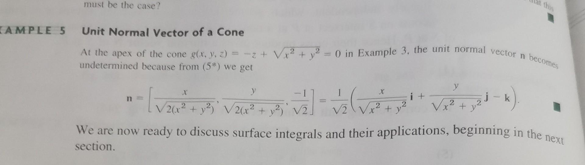 Solved Unit Normal Vector of a Cone At the apex of the cone | Chegg.com