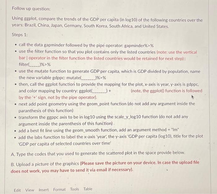 Solved Follow up question: Using ggplot, compare the trends | Chegg.com