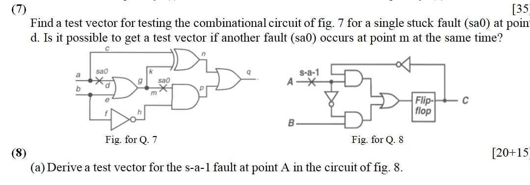 Solved 35 Find A Test Vector For Testing The Combinational 9235