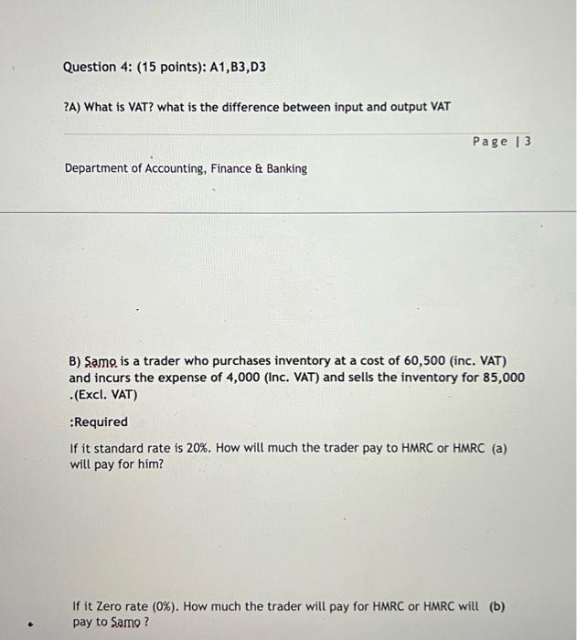 Solved ?A) What is VAT? what is the difference between input | Chegg.com