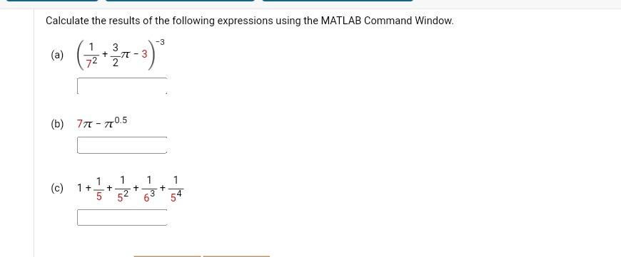 Solved Calculate the results of the following expressions | Chegg.com